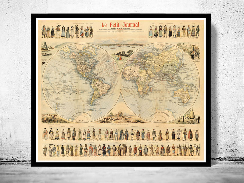 Old World Map 1900 "People of the world" Vintage Map - VINTAGE MAPS AND ...