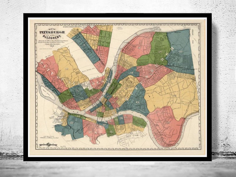 Old Map of Pittsburgh Allegheny 1879 Vintage Map Wall Map Print ...