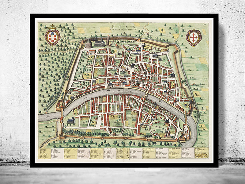 Old Map of Pisa Italy 1700 Vintage Map of Pisa - VINTAGE MAPS AND PRINTS