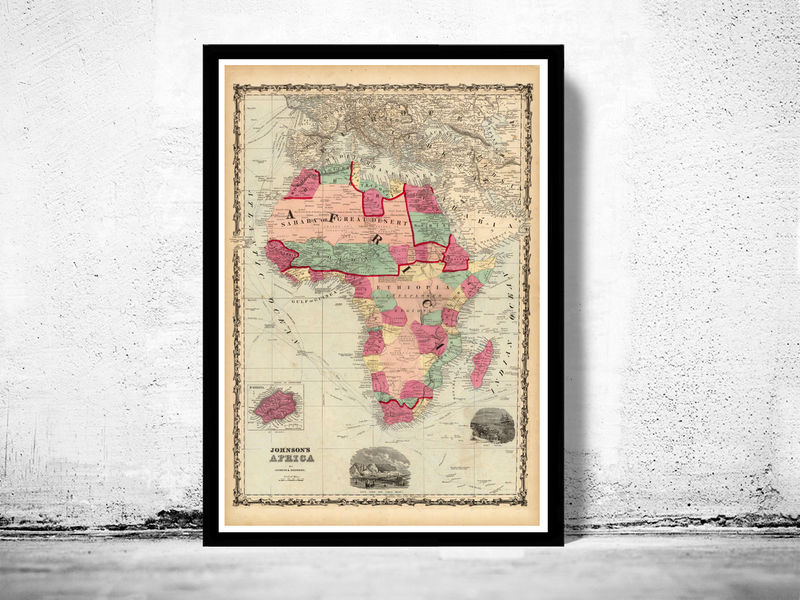 Old Map of Africa 1860 Vintage Map Wall Map Print - VINTAGE MAPS AND PRINTS