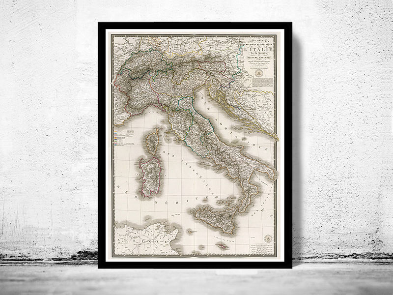 Old Map of Italy 1836 Vintage Map Wall Map Print - VINTAGE MAPS AND PRINTS