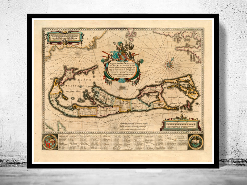 Old Map of Bermuda islands 1662 Vintage Map Wall Map Print - VINTAGE ...