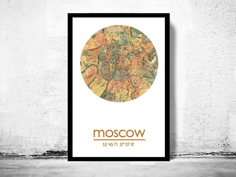 MOSCOW - city poster - city map poster print - VINTAGE MAPS AND PRINTS