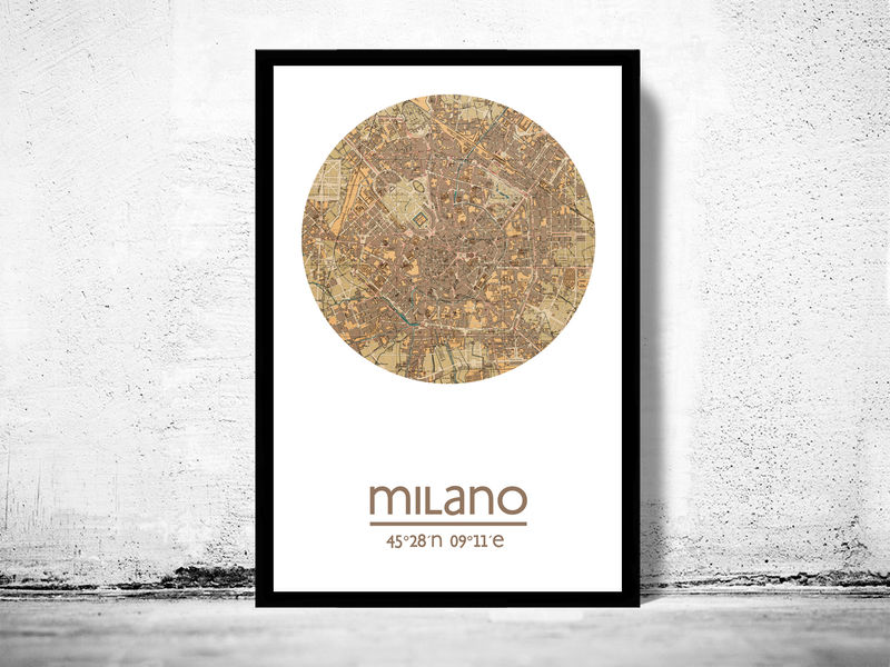 MILAN MILANO - city poster - city map poster print - VINTAGE MAPS AND ...