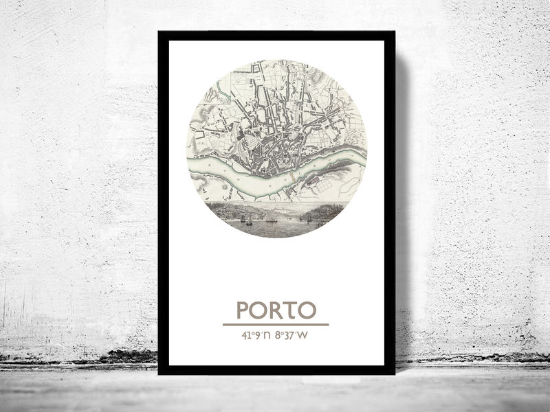 PORTO - city poster - city map poster print - VINTAGE MAPS AND PRINTS