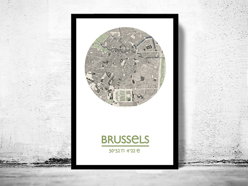 BRUSSELS - city poster - city map poster print - VINTAGE MAPS AND PRINTS