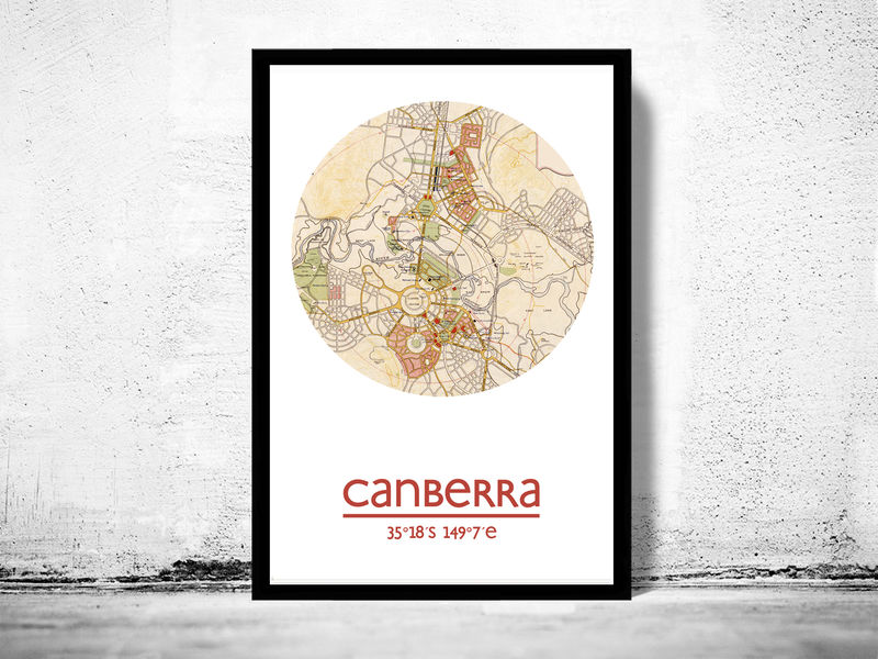 CANBERRA - city poster - city map poster print - VINTAGE MAPS AND PRINTS