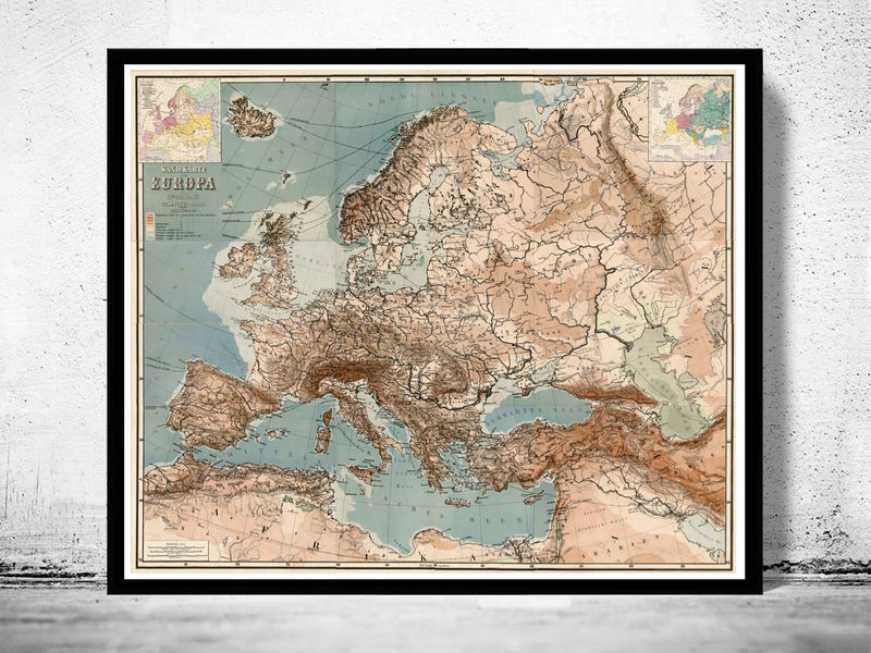 Old Europe Map 1875 German Edition Vintage Map Wall Map Print - VINTAGE ...