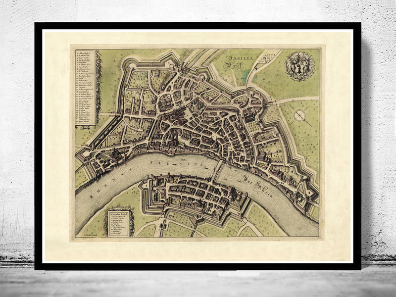Old Map of Basel Switzerland 1600 Vintage Map Wall Map Print - VINTAGE ...
