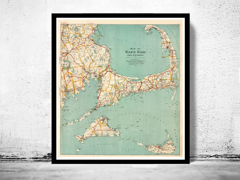 Old Map of Cape Cod 1917 Massachusetts Vintage Map Wall Map Print ...