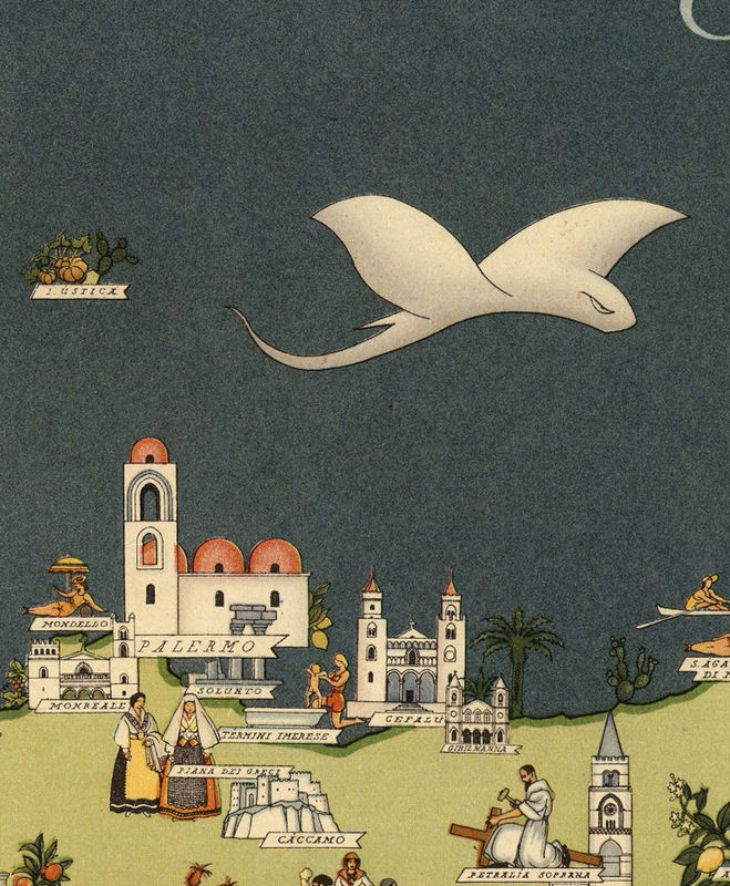 Old Map of Italy Pictorial Map 1938 Vintage Map Wall Map Print ...