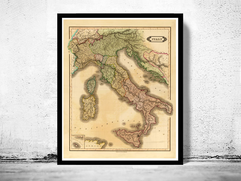 Old Map of Italy 1831 Vintage Map Wall Map Print - VINTAGE MAPS AND PRINTS