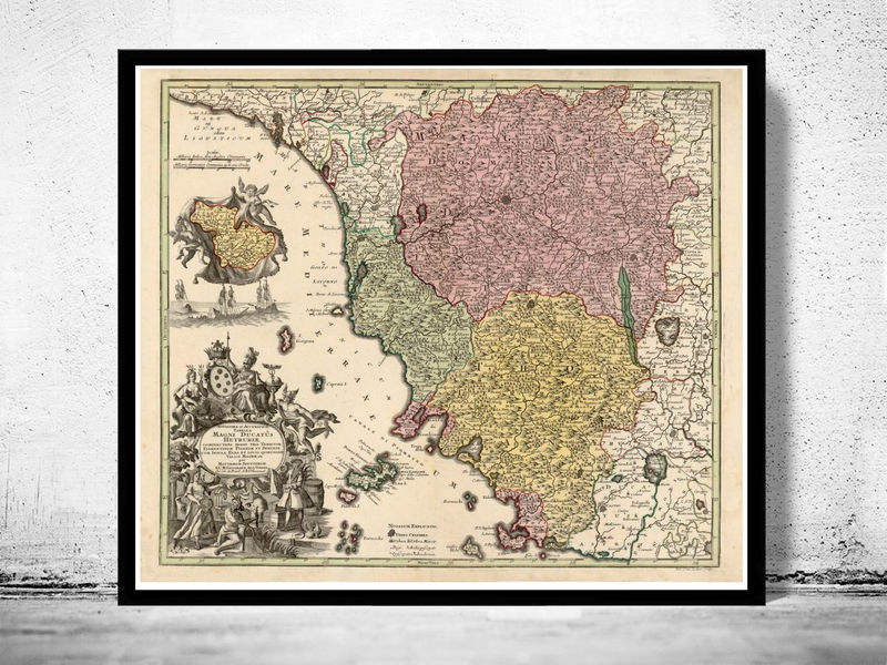 Old Map of Tuscany Toscana Italy 1750 Vintage Map Wall Map Print ...