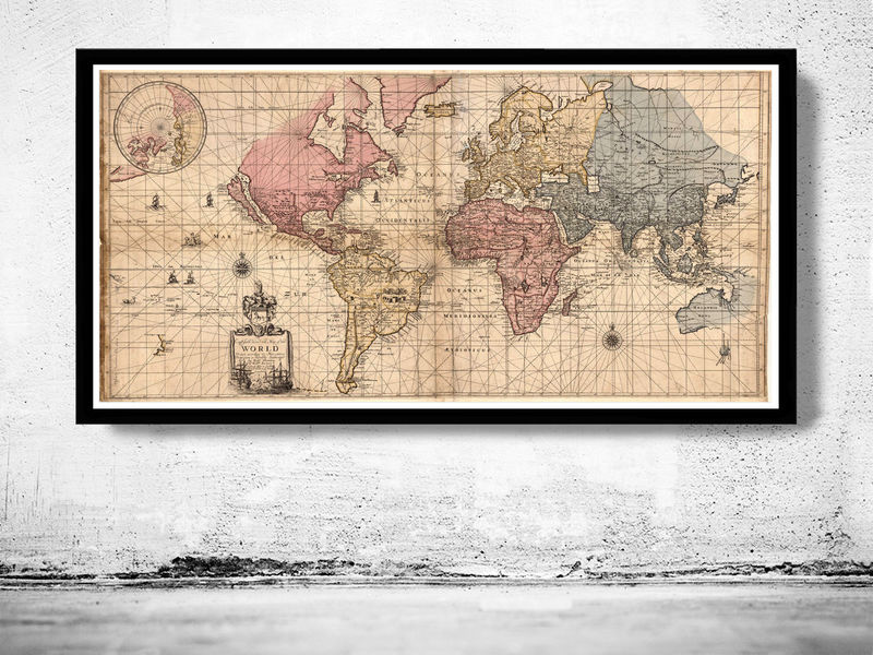 Antique Map of The World 1676 Vintage Map Wall Map Print - VINTAGE MAPS ...