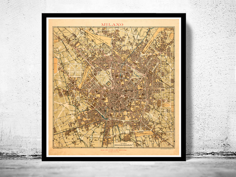 Old Map of Milan 1910 Milano Mapa Vintage Map of Milan - VINTAGE MAPS ...