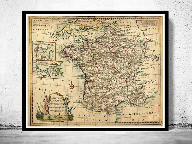 Old Map of France 1747 Vintage Map Wall Map Print - VINTAGE MAPS AND PRINTS