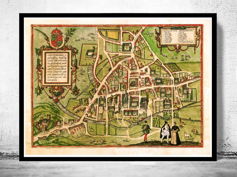 Old Map of Cambridge 1572 England Vintage Map Wall Map Print - VINTAGE ...
