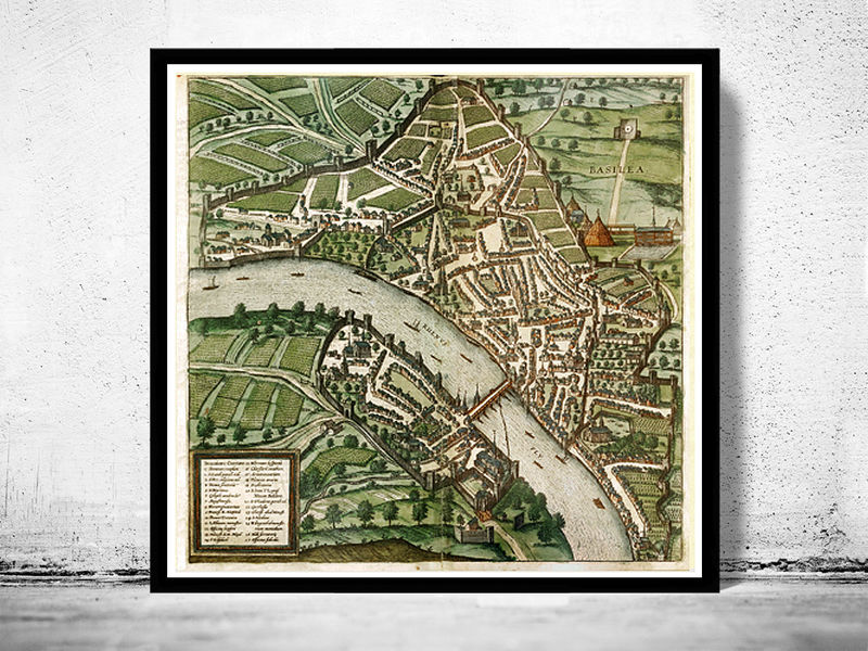 Old Map of Basel Switzerland Basilea 1575 Vintage Map Wall Map Print ...