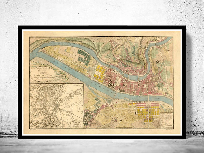 Old Map of Lyon France 1821 Vintage Map Wall Map Print - VINTAGE MAPS ...