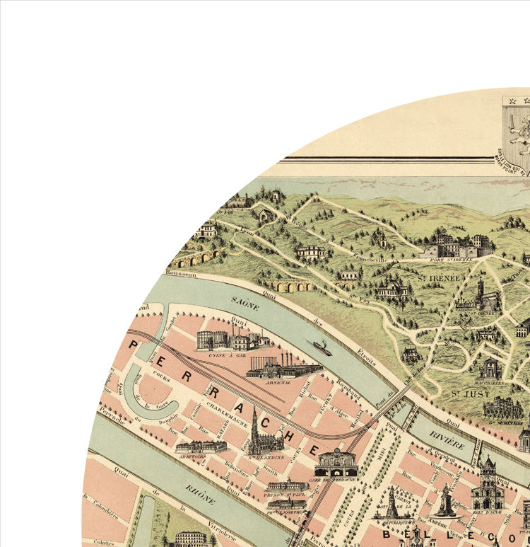 Wall Hangings Wall Décor Prints Lyon Travel Map Lyon Map Lyon Poster ...