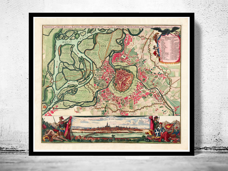 Old Map of Vienna Wien Austria 1712 Vintage Map Wall Map Print ...