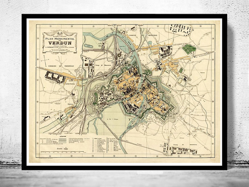 Old Map of Verdun France 1924 Vintage Map Wall Map Print - VINTAGE MAPS ...