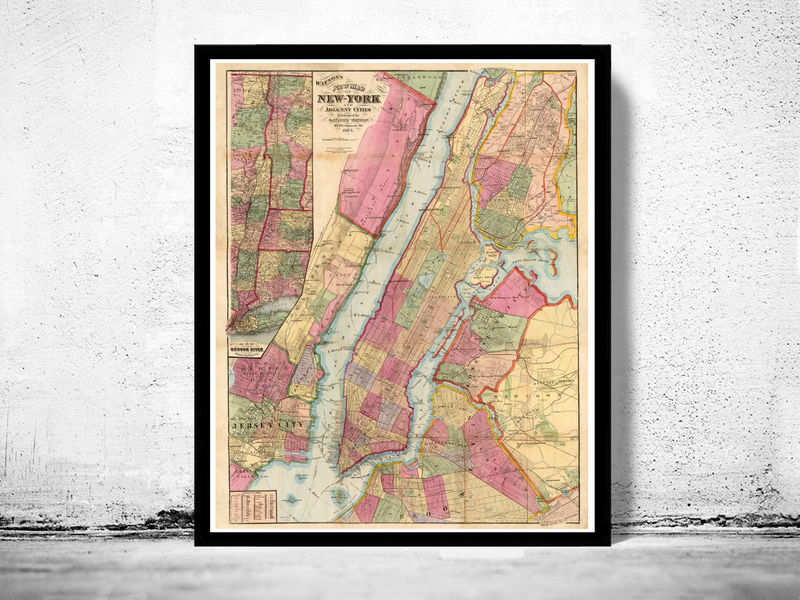 Old Map of New York and Manhattan 1860 Vintage Map Wall Map Print ...