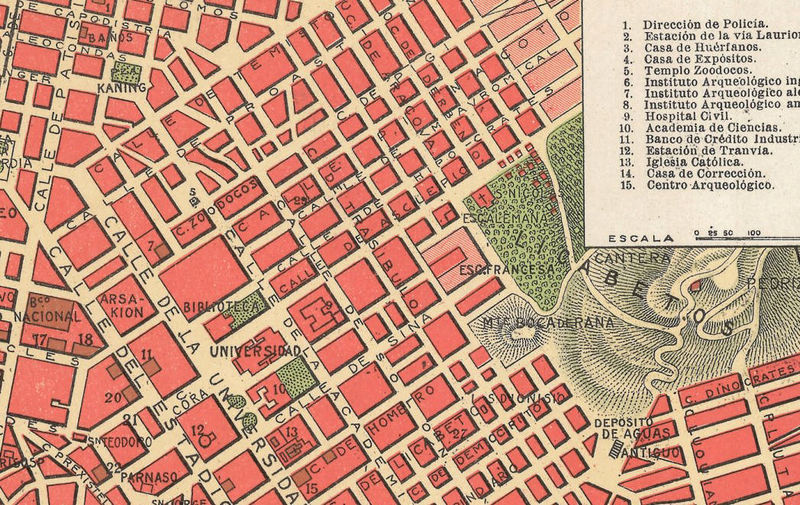 Old Map of Athens Greece 1900 Vintage Map Wall Map Print - VINTAGE MAPS ...