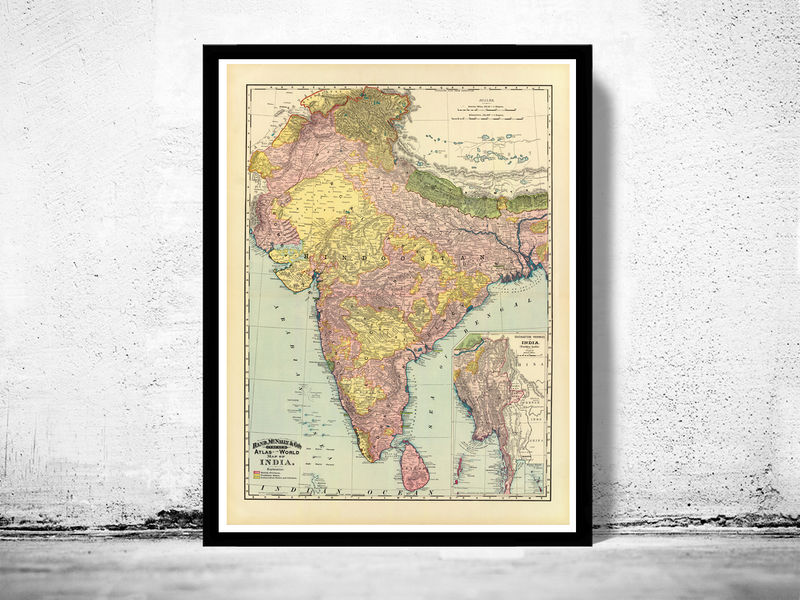 Old Map of India 1897 Vintage Map Wall Map Print - VINTAGE MAPS AND PRINTS
