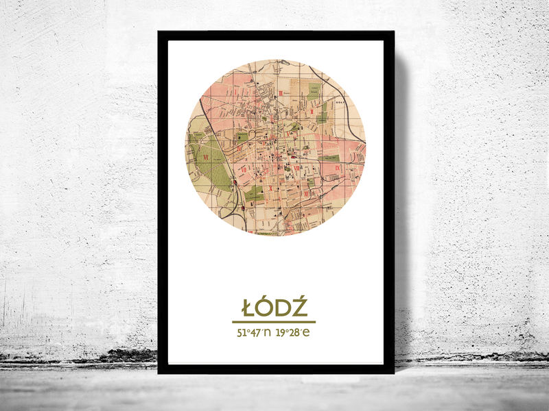LODZ - city poster - city map poster print - VINTAGE MAPS AND PRINTS