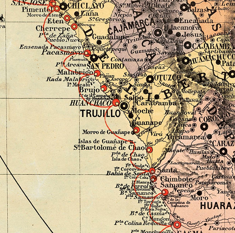 Old map of Peru 1871 Vintage Map Wall Map Print - VINTAGE MAPS AND PRINTS