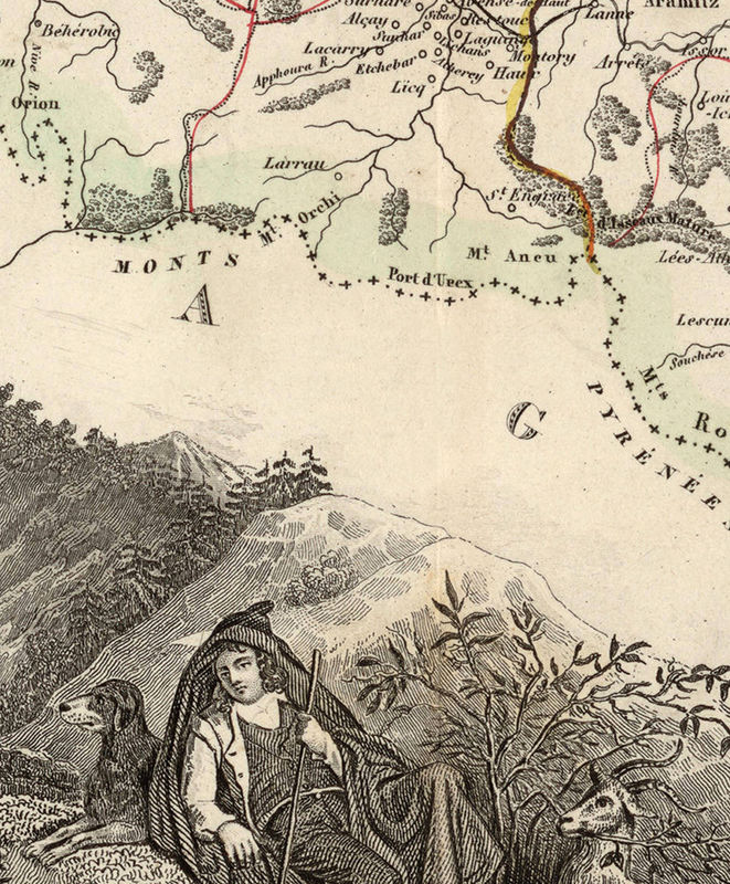 Old Map of Pyrenees Pirineus 1845 Vintage Map Wall Map Print - VINTAGE ...