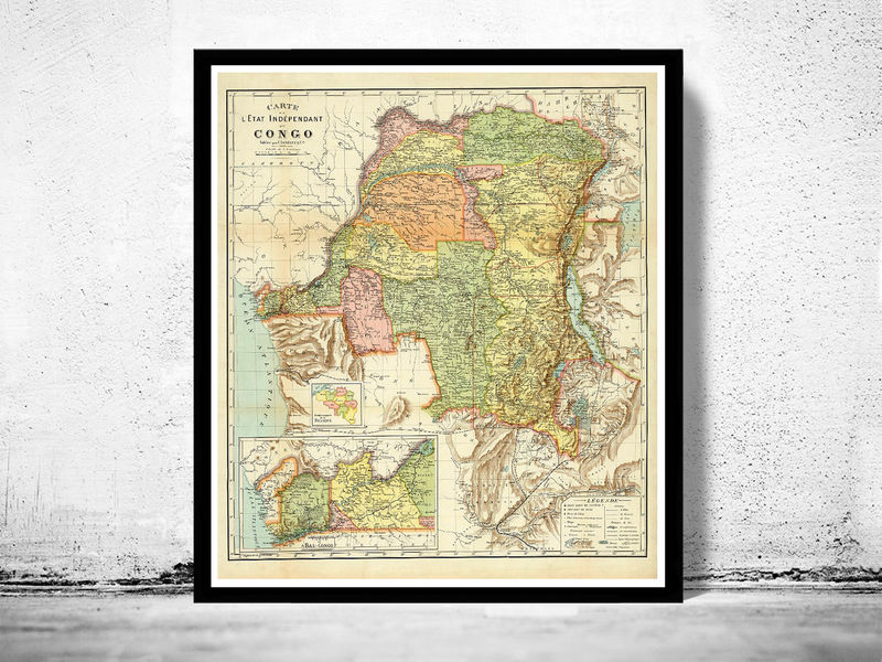 Old Map of Congo Africa 1910 Vintage Map Wall Map Print - VINTAGE MAPS ...
