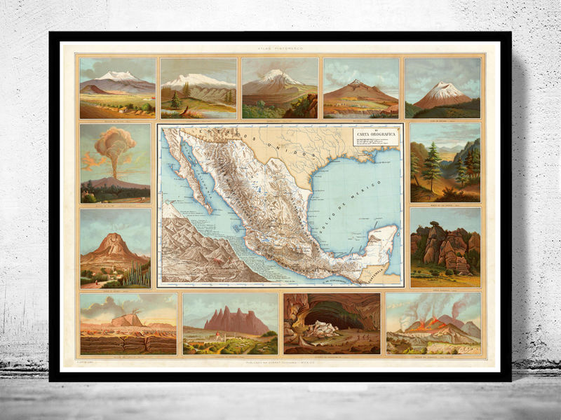 Old Map of Mexico Republic 1885 Vintage Map Wall Map Print - VINTAGE ...