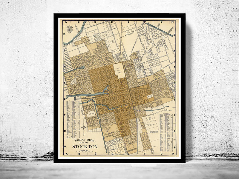 Old Map of Stockton California 1938 Vintage Map Wall Map Print ...