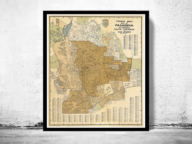 Old Map of Pasadena California 1920 Vintage Map Wall Map Print ...