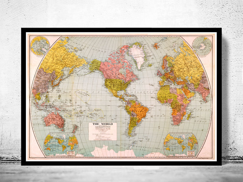 Old World Map Vintage Atlas 1932 Mercator projection Vintage Map Wall ...