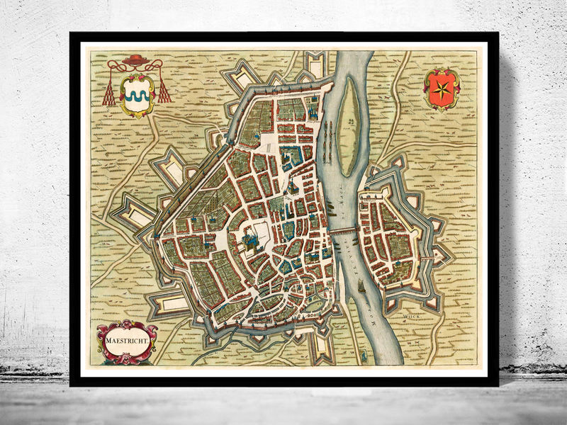 Old Map of Maastricht Netherlands 1657 Vintage Map Wall Map Print ...