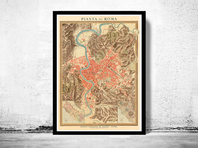 Old Map of Rome Italy 1910 Vintage Map Wall Map Print - VINTAGE MAPS ...