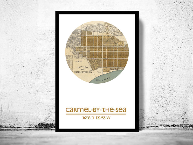 CARMEL BY THE SEA CA - city poster - city map poster print - VINTAGE ...
