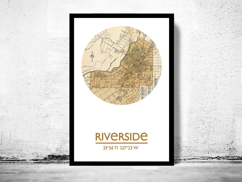 RIVERSIDE CA - city poster - city map poster print - VINTAGE MAPS AND ...