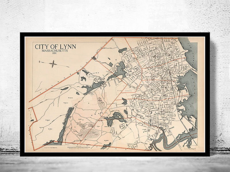 Old Map of Lynn 1891 Massachusetts Vintage Map Wall Map Print - VINTAGE ...