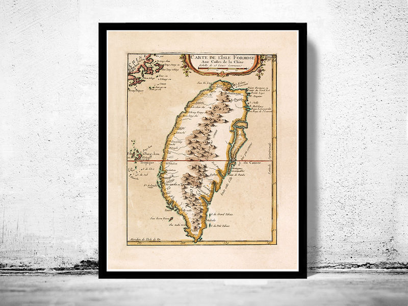 Old Map of Taiwan 1763 Vintage Map Wall Map Print - VINTAGE MAPS AND PRINTS