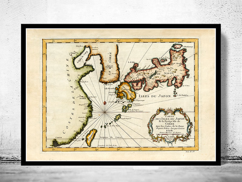 Old Map of Japan 1735 - VINTAGE MAPS AND PRINTS