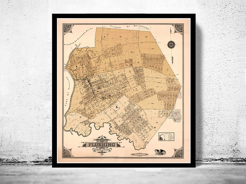 Old Map of Flushing New York 1894 Vintage Map Wall Map Print - VINTAGE ...