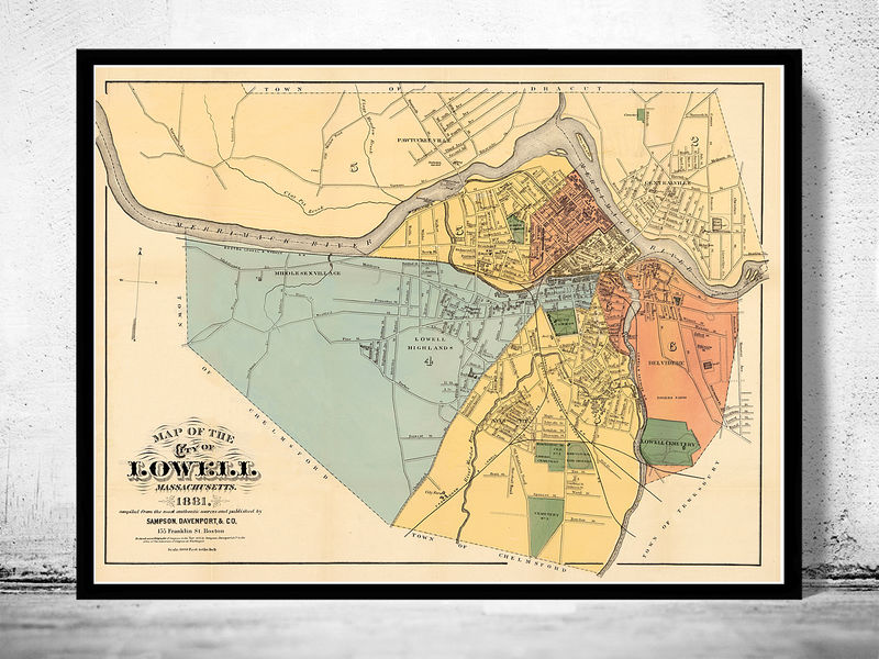 Old Map of Lowell Massachusetts 1881 Vintage Map Wall Map Print ...