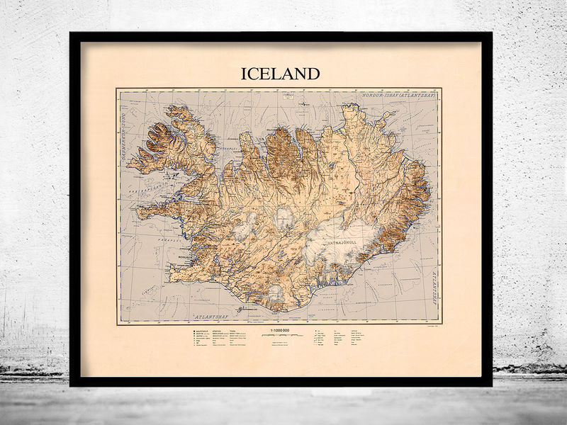 Old Map of Iceland 1963 Vintage Map Wall Map Print - VINTAGE MAPS AND ...