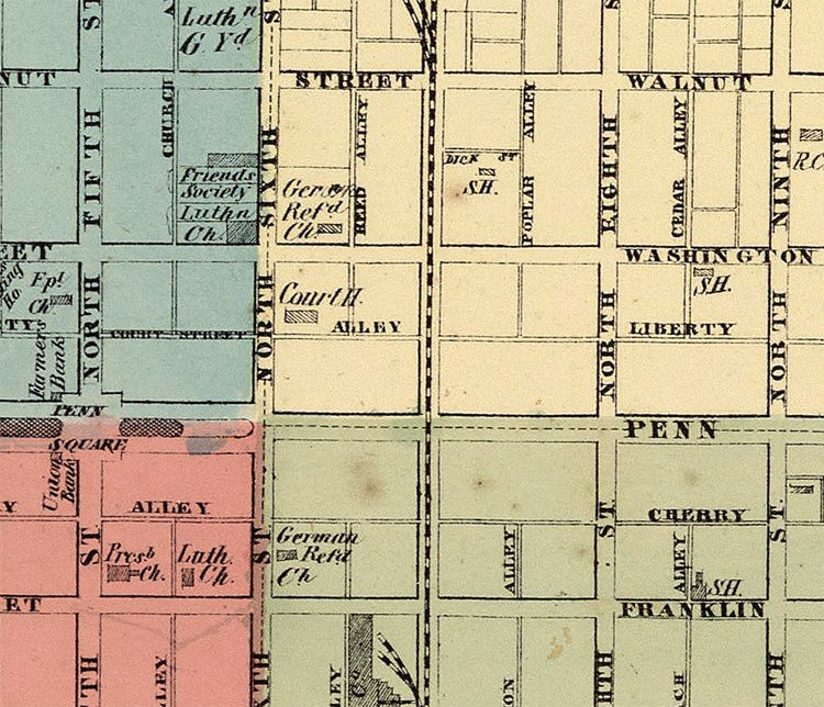Old map of Reading Pennsylvania 1860 Vintage Map Wall Map Print ...