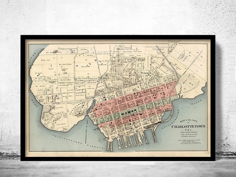 Old Map of Charlottetown Canada 1880 Vintage Map Wall Map Print ...