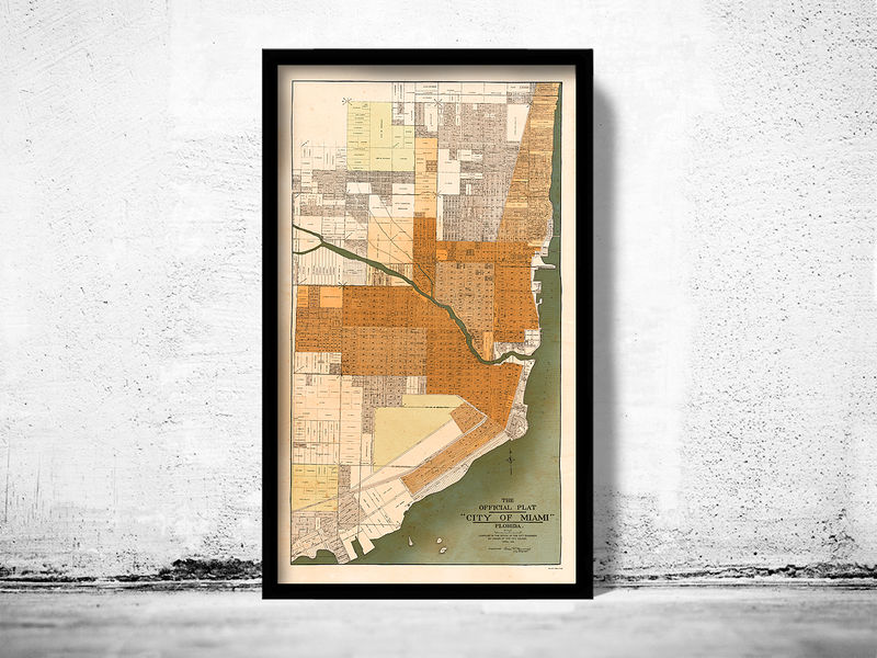 Old Map of Miami Florida 1918 Vintage Map Wall Map Print - VINTAGE MAPS ...